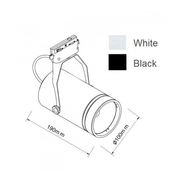LED šinski reflektor 30W BERN 4200K crni